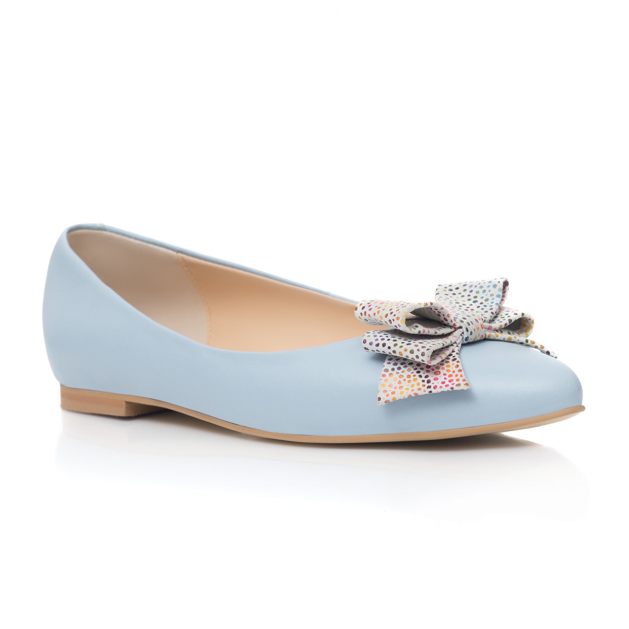 Balerini Piele Bleu Fundita Color C1 - orice culoare – Pantofi Plus
